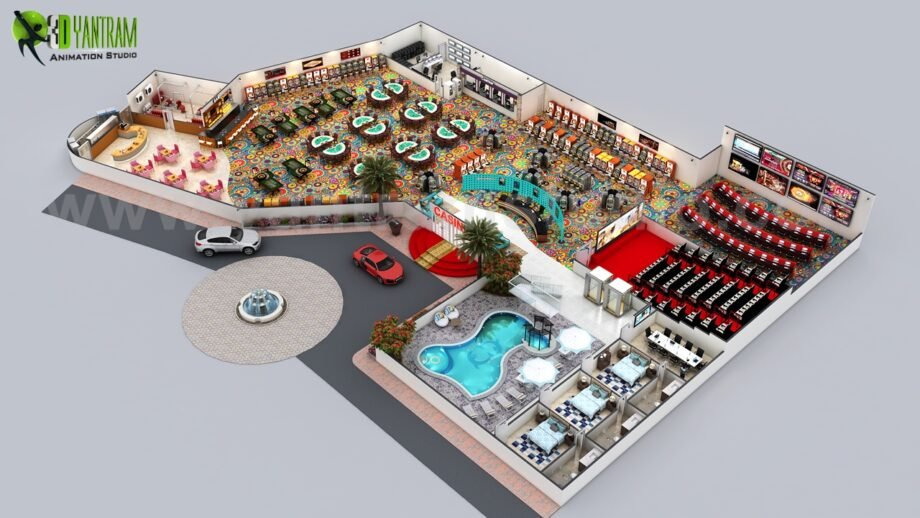 Unique Game Zone with Beach Side Swimming Pool by 3d floor Plan creator ...